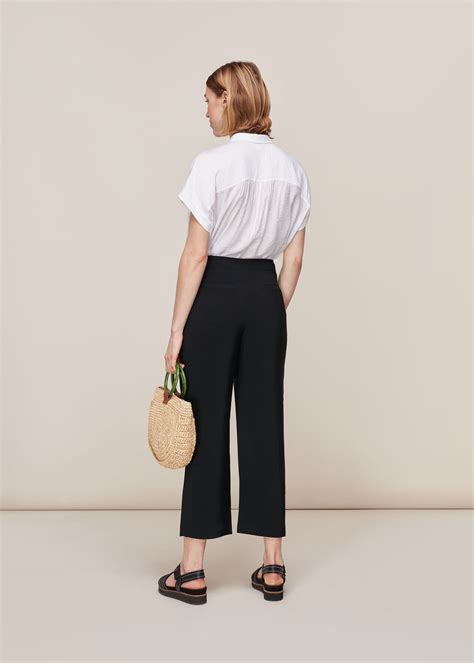 Black Button Front Tencel Trouser Whistles