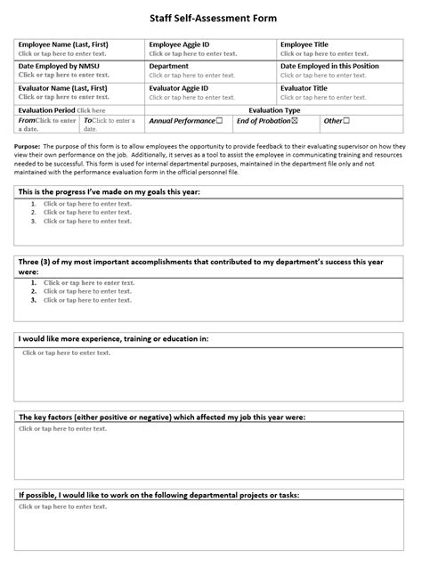 Self Assessment Formats 9 Free Printable Ms Word Excel And Pdf
