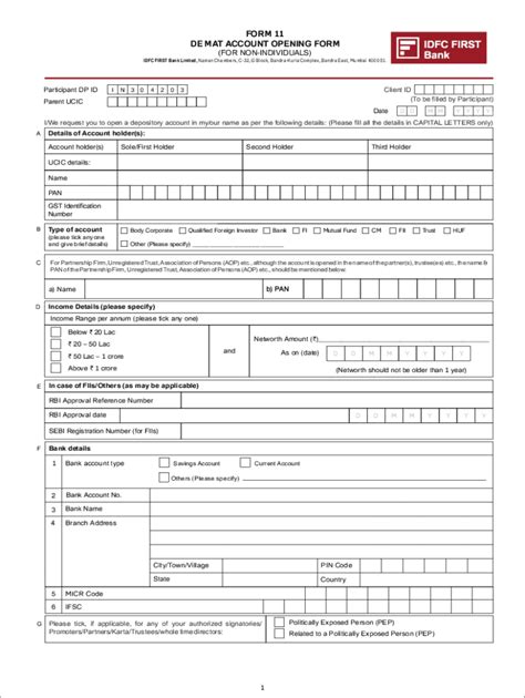 Fillable Online Job No 21 Dematerialisation Request Form Idfc First