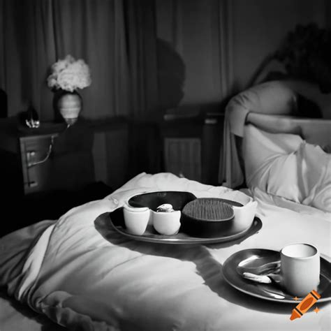 1950s Breakfast In Bed Long Dark Curly Hair On Craiyon