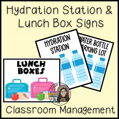 Lunchbox Hydration Station And Water Bottle Signs Classroom Organization