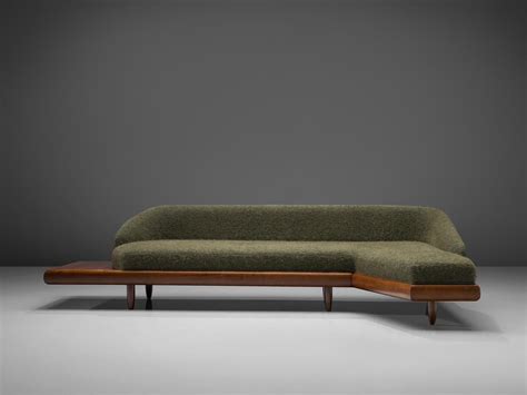 Adrian Pearsall Reupholstered Moss Green Boomerang Sofa At 1stdibs