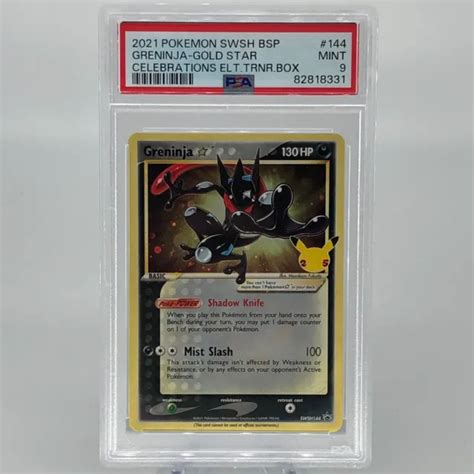 Pokemon Card Psa 9 Shiny Greninja Swsh144 Promo Holo Gold Star Card 9