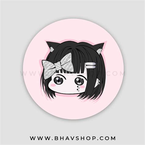 Chibi Bow Girl Sticker Circle Cut By Shy Eru Bhav Shop