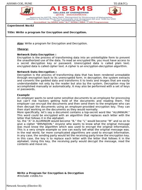 Experiment 2 Encryption Decryption Pdf Encryption Cyberspace