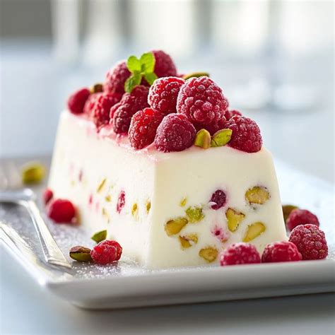Semifreddo Au Yaourt Framboises Et Pistaches Glace Framboise Parfait Glace Desserts Froids