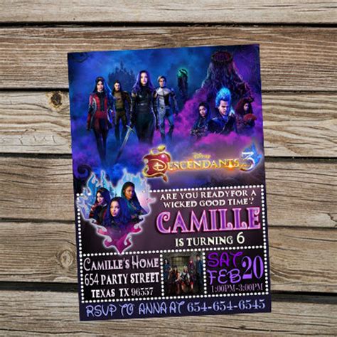 Descendants Invitation Descendants Birthday Invitation Descendants Birthday Invitations
