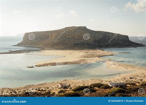 Island Gramvousa And The Beautiful Balos Beach On Sunset In Crete