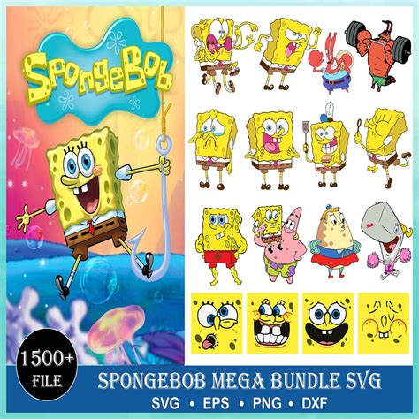 150 Spongebob Mega Bundle Png Mega Bundle Svg Png Dxf Eps Etsy