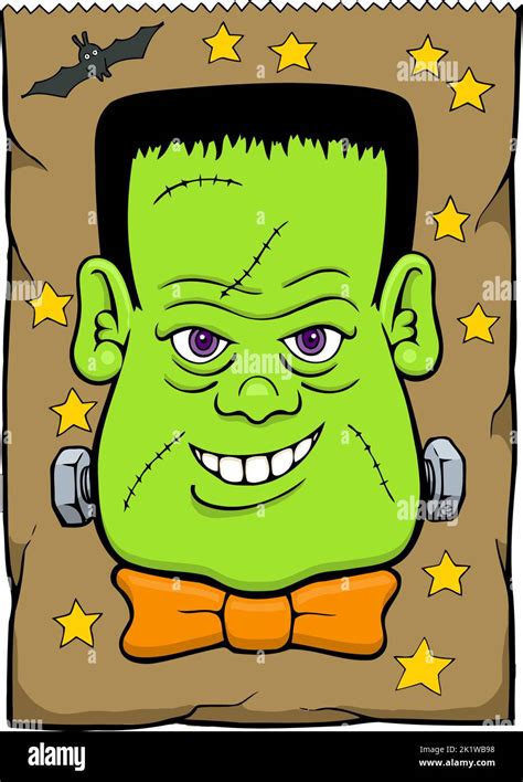Cartoon Frankenstein Face On Paper Bag Stock Vector Image And Art Alamy
