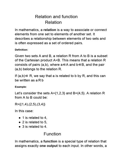 relation and function pdf function mathematics set mathematics