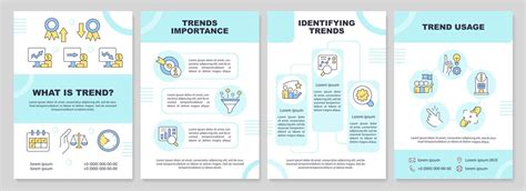 Trend Management Turquoise Brochure Template Trading Success Leaflet Design With Linear Icons