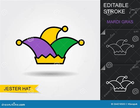 Jester Hat Line Icon With Editable Stroke With Shadow Stock Vector Illustration Of Icon
