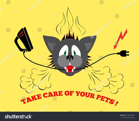 Cats Head Bite Electrical Wire Care Stock Illustration 249334333