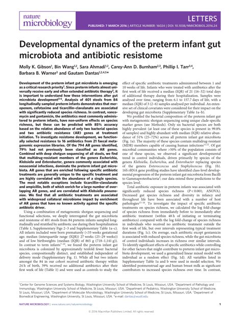 Pdf Developmental Dynamics Of The Preterm Infant Gut Microbiota And