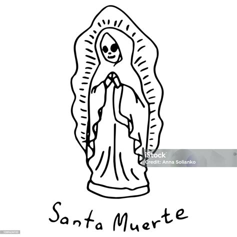 Santa Muerte Statuette On White Isolated Backdrop Stock Illustration
