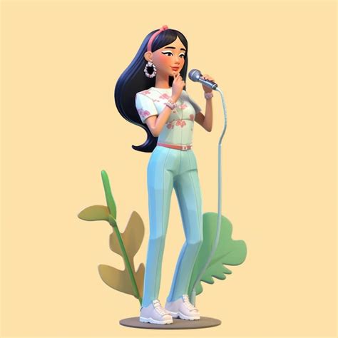 Premium Ai Image Cute 3d Cartoon Singer Character Performing Music