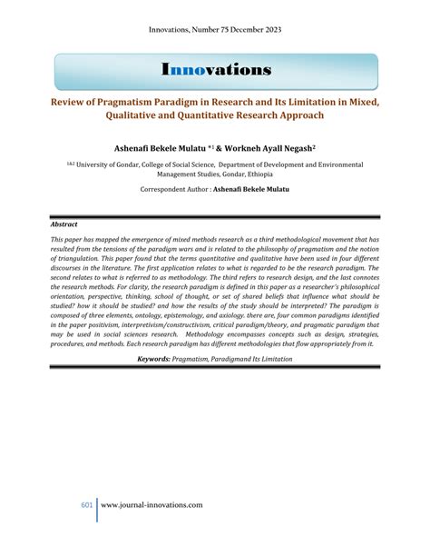 Pdf Review Of Pragmatism Paradigm In Research And Its Limitation In