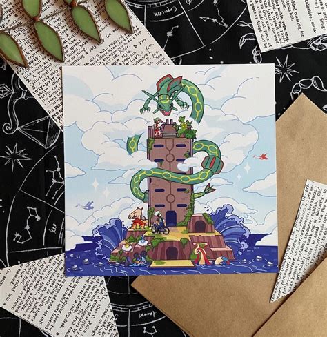 Pokemon Rayquaza Sky Pillar Mini Print Etsy