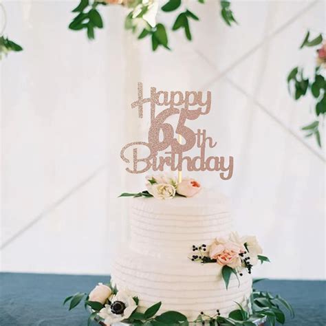 Decoración Para Tarta De Cumpleaños 65 Con Purpurina De Oro Rosa Para