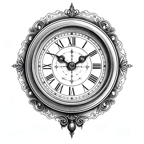Premium Vector Clock Ink Sketch Drawing Black And White Engraving