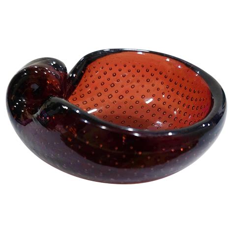 Archimede Seguso Handblown Clear Murano Glass Clam Shell Centerpiece