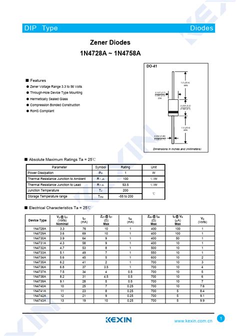 1n4732a 1n4728a Zener Diodes Kexin