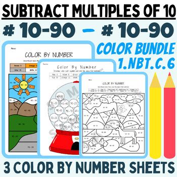 Subtract Multiples Of 10 10 90 Base Ten Place Value Color By Number