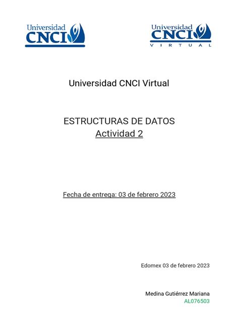 Actividad 2 Estructura De Datos Pdf Informática Programación De