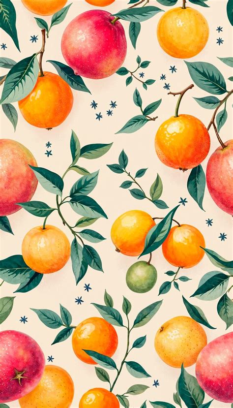 Colourful Citrus Wallpaper Colorful Citrus Fruits Pattern Wallpaper