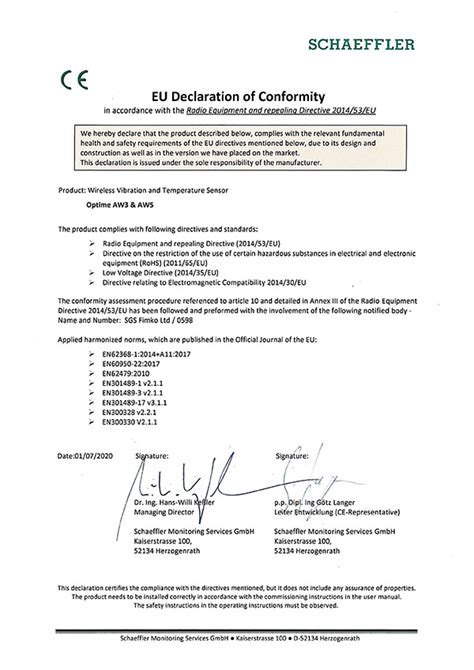 Eu Declaration Of Confirmity Optime Media Library Schaeffler