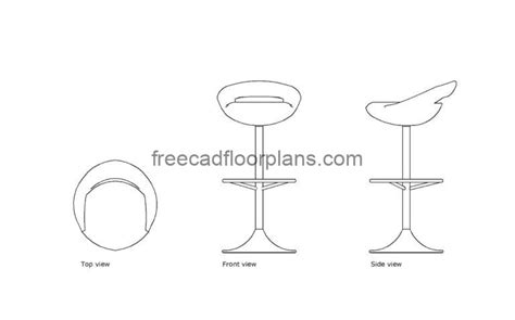 Modern Bar Stool Free Cad Drawings
