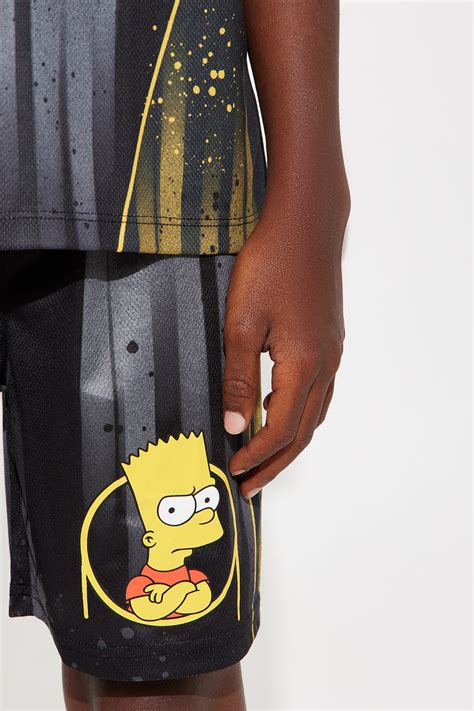Mini Bart Simpson Athletic Soccer Jersey And Short Set Black Combo Fashion Nova