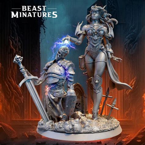 75mm Fantasy Miniature Female Controller Of The Dead 3d Resin Printed Etsy