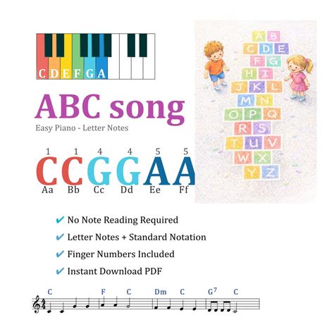 Abc Song Piano Notes Digital Alphabet Song Piano Notes Pdf Abc Piano