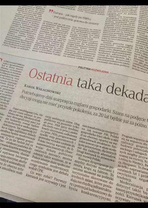 Karol Wałachowski Na Linkedin W Dzisiejszej Rzeczpospolita Przekonuję że To Ostatni Moment Na