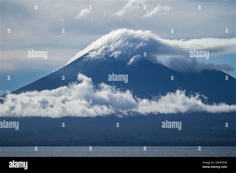 Clouds Forming Above Volcano In The South Pacific Ocean Ring Of Fire