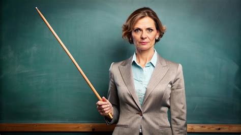 Strict Teacher With Wooden Stick Premium Ai Generated Image