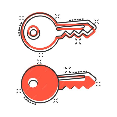 Premium Vector Key Icon In Comic Style Password Cartoon Vector