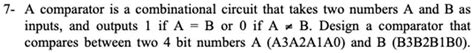 Solved 7 A Comparator Is A Combinational Circuit That Takes Two