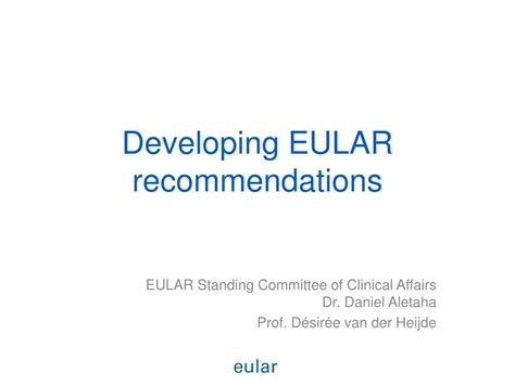 Ppt Developing Eular Recommendations Powerpoint Presentation Free