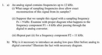 Answered A An Analog Signal Contains Bartleby