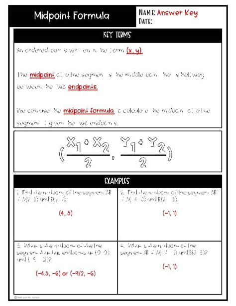 Midpoint Formula Guided Notes And Practice By Math With Ms Gordon