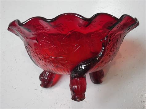 Sowerby Carnival Glass Fenton Ruby Dolphin Bowl 1925 Vintage Exhibition
