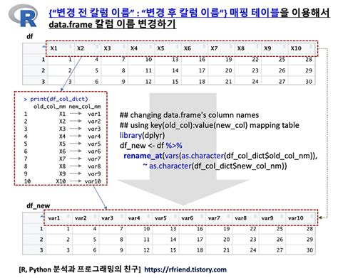 R Python 분석과 프로그래밍의 친구 By R Friend R Dataframe의 여러개 칼럼 이름을 Oldcolnewcol 의 매핑 테이블을
