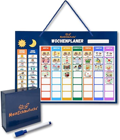 Meinschlaufuchs® Wochenplaner Kinder Montessori Magnettafel Inkl 250