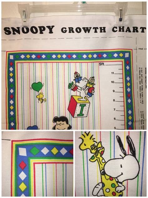 Classic Snoopy Growth Chart Peanuts Gang Fabric Panel Vintage Etsy