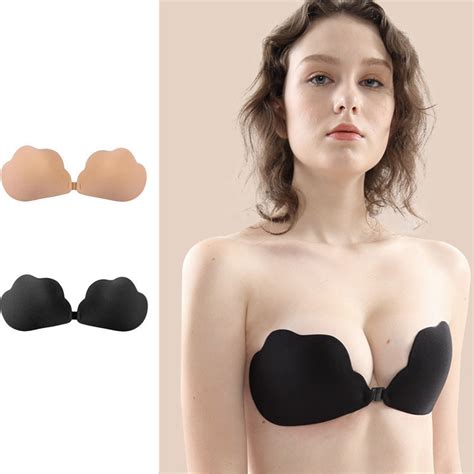 Women Cloud Shape Sticky Adhesive Front Closure Strapless Push Up Bras
