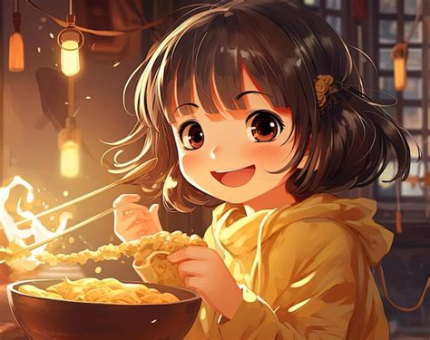 Anime Girl Eating Ramen