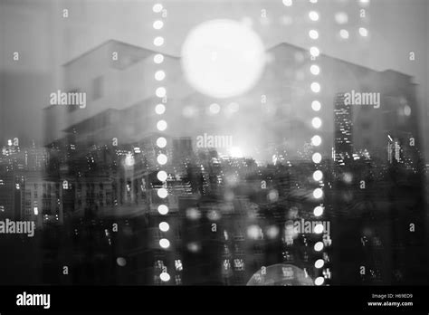 Blurred City Lights Black And White